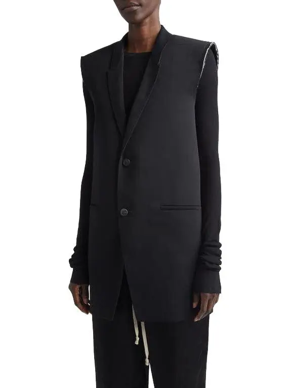 Rick Owens Raw Edge Wool Vest - Black