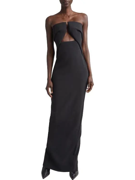 Rick Owens Prong Cutout Strapless Gown - Black