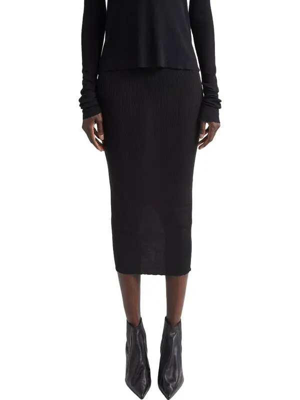 Rick Owens Ribbed Virgin Wool-blend Skirt - Black