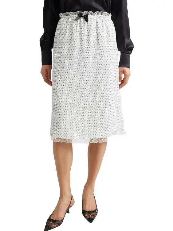 TANNER FLETCHER Gender Inclusive Celerie Polka Dot Silk Slip Skirt - Ivory/black Polkadot