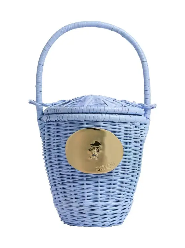 Patou Wicker Bucket Bag - Blue