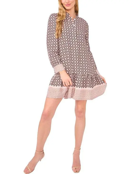 Ted Baker London Mixed Scarf Print Long Sleeve Dress - Blushing Bride