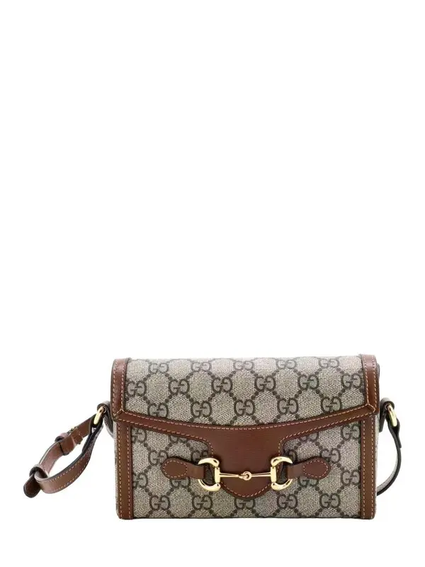 Gucci Horsebit 1955 Flap Gg Coated Canvas Mini Crossbody Bag - Brown