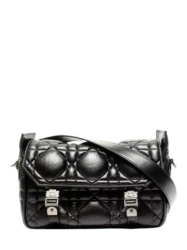 Dior 2022 Small Camp Macrocannage Shoulder Bag - Black