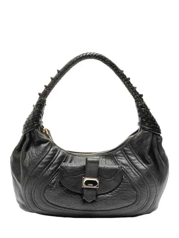 Fendi 2000s Braided-handle Shoulder Bag - Black