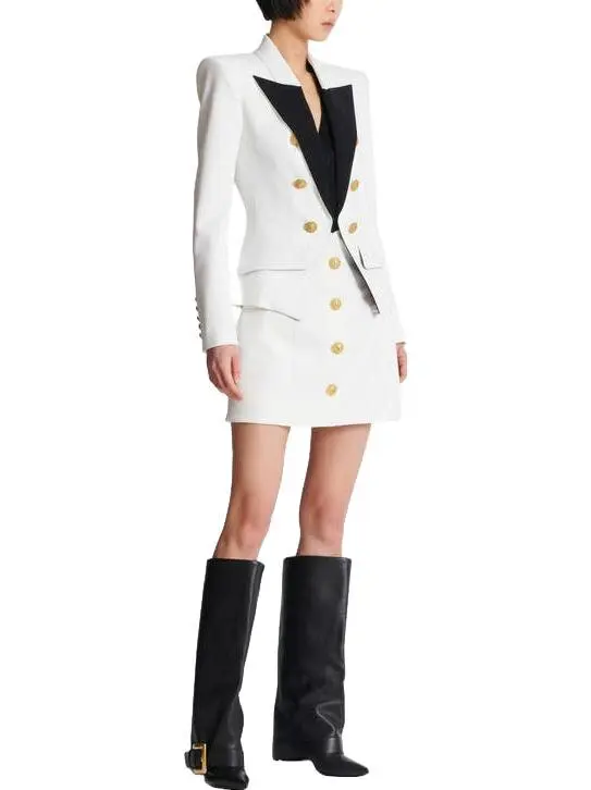 Balmain 6-button Two-tone Jacket - White