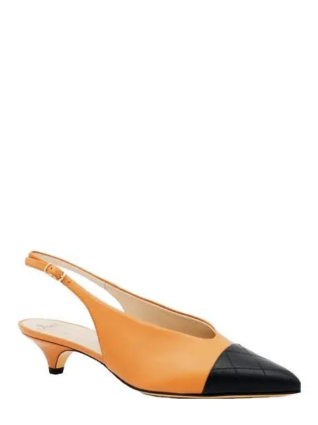 AMALFI BY RANGONI Accento Slingback Kitten Heel Pumps - Natur Cashmere/black Parmasoft