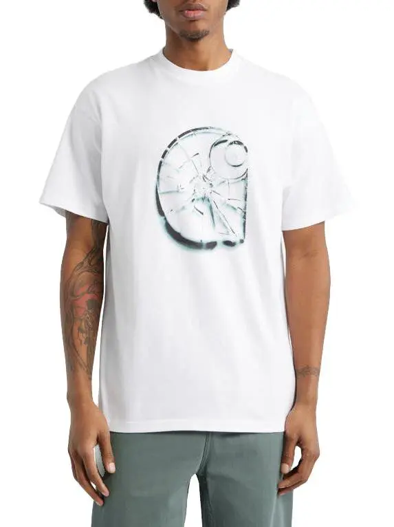 Carhartt Work In Progress Shattered Logo Organic Cotton Graphic T-shirt - White