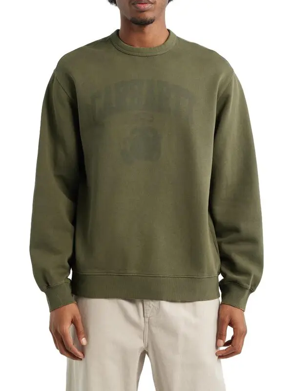 Carhartt Work In Progress Faded Ponds Corps Graphic Sweatshirt - Cypress (heavy Stone Wash)