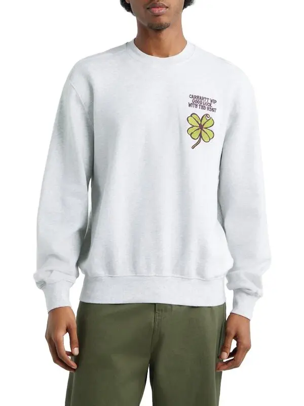 Carhartt Work In Progress Clover Embroidered Sweatshirt - Ash Heather