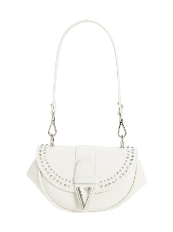 Versace Virtus Stud Embellished Leather Shoulder Bag - Porcelain White-pall