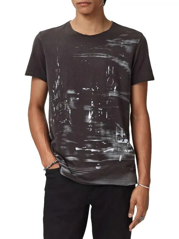 John Varvatos Raw Edge City Photo Graphic T-shirt - Charcoal