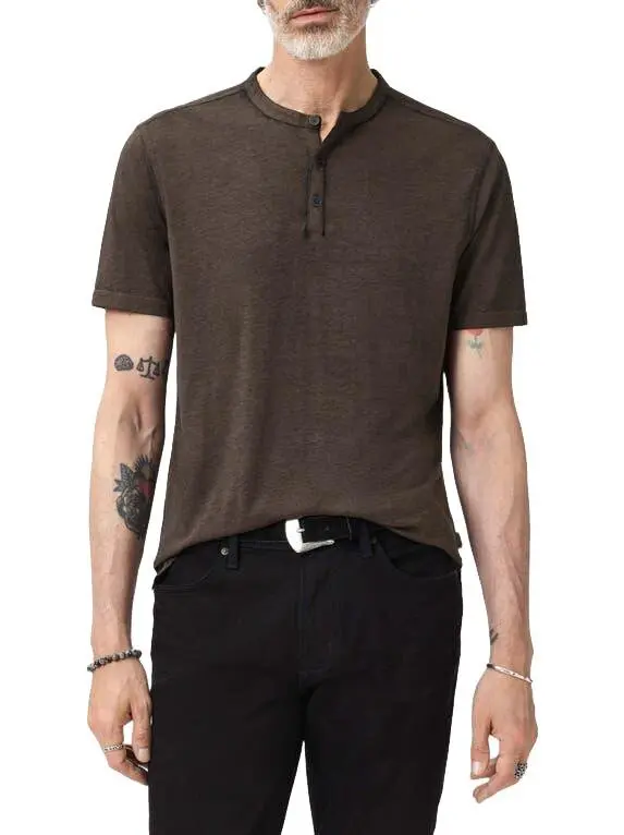 John Varvatos Duke Short Sleeve Henley - Teakwood