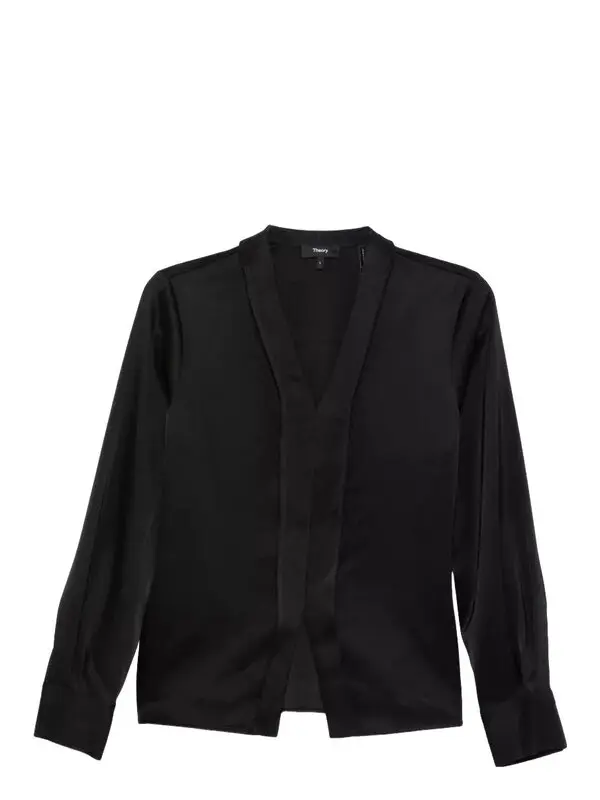 Theory Seam Satin Blouse - Black