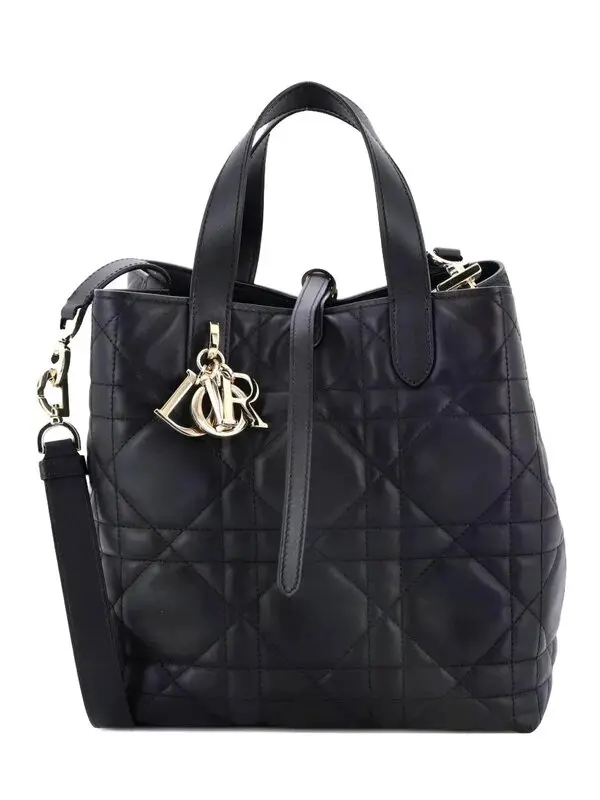 Dior Toujours Macrocannage Quilt Calfskin Medium Tote Bag - Black
