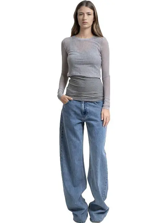 MOTHER OF ALL Moa Mid-waist Wide-leg Jeans - Light Denim