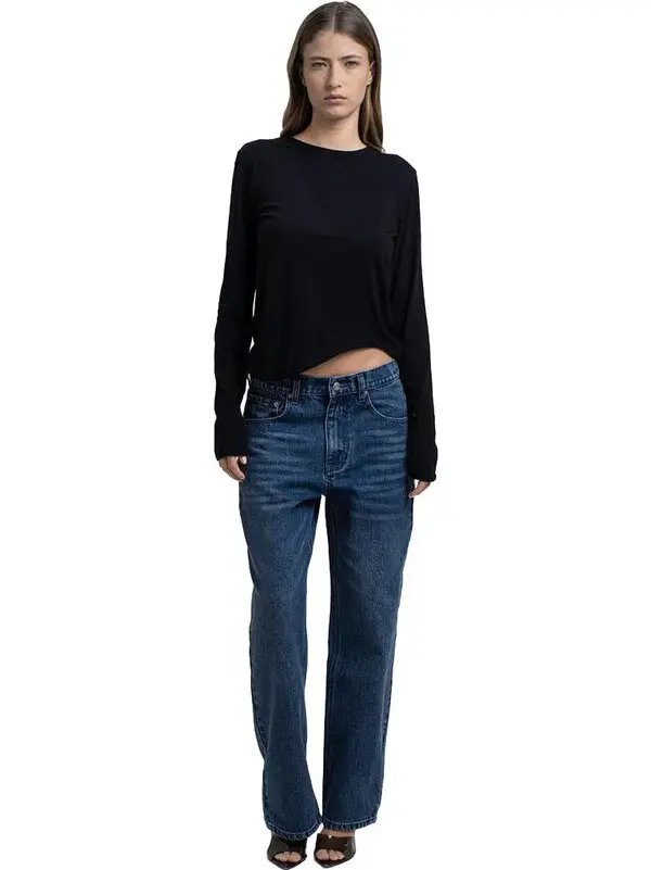 MOTHER OF ALL Moa Mid-waist Wide-leg Jeans - Dark Denim