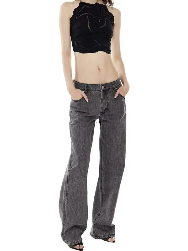 MOTHER OF ALL Moa Mid-waist Wide-leg Jeans - Gray