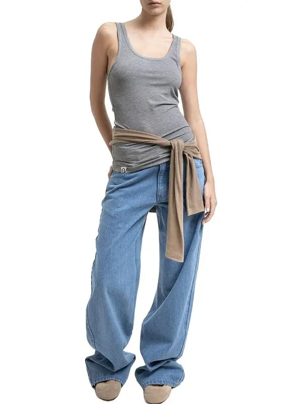 MOTHER OF ALL Moa Mid-waist Wide-leg Jeans - Light Denim