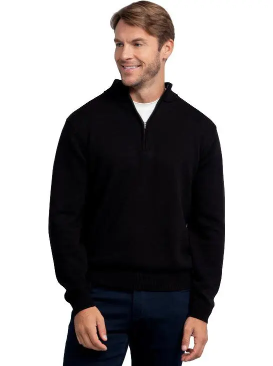 JACK ARCHER Quarter-zip Cotton Sweater - True Black