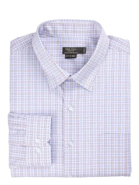 OAK HILL PREMIUM BY DXL Big & Tall Wrinkle-resistant Grid Patterned Dress Shirt - Pink