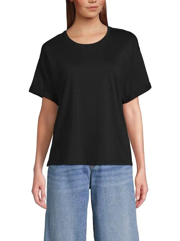 LANDS' END Oversized Supima Cotton Crew Neck T-shirt - Black