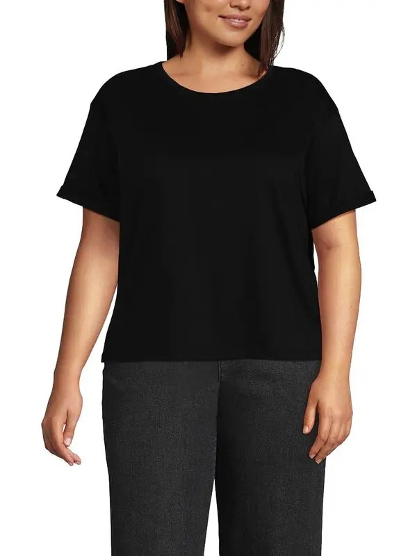 LANDS' END Oversized Supima Cotton Crew Neck T-shirt - Black