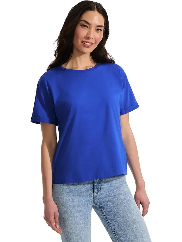LANDS' END Oversized Supima Cotton Crew Neck T-shirt - Vibrant Lapis