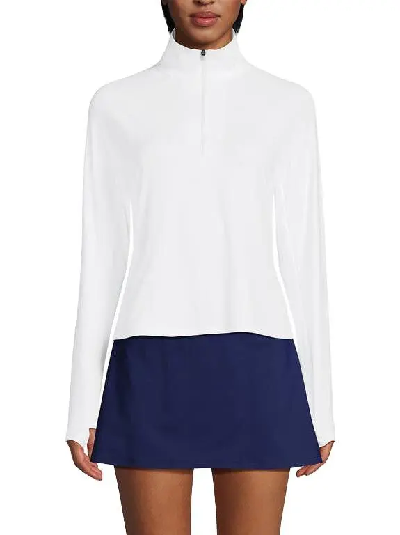 LANDS' END Long Sleeve Rash Guard Cover-up - White