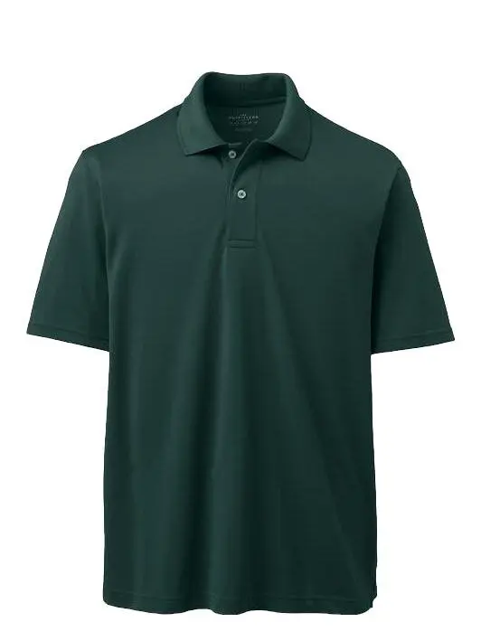 LANDS' END Short Sleeve Polyester Polo - Evergreen