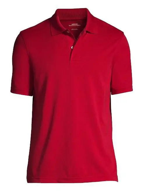 LANDS' END Short Sleeve Polyester Polo - Rich Red