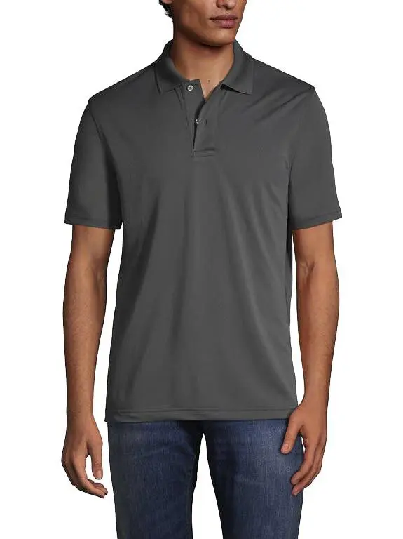LANDS' END Short Sleeve Polyester Polo - Soapstone