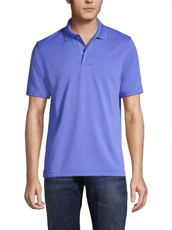 LANDS' END Short Sleeve Polyester Polo - True Blue
