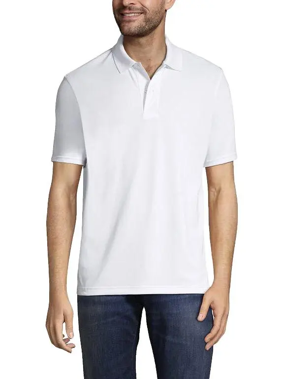 LANDS' END Short Sleeve Polyester Polo - White