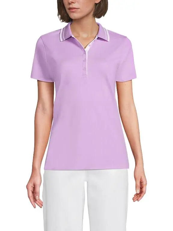 LANDS' END Supima Cotton Polo Shirt - Lilac Breeze/white
