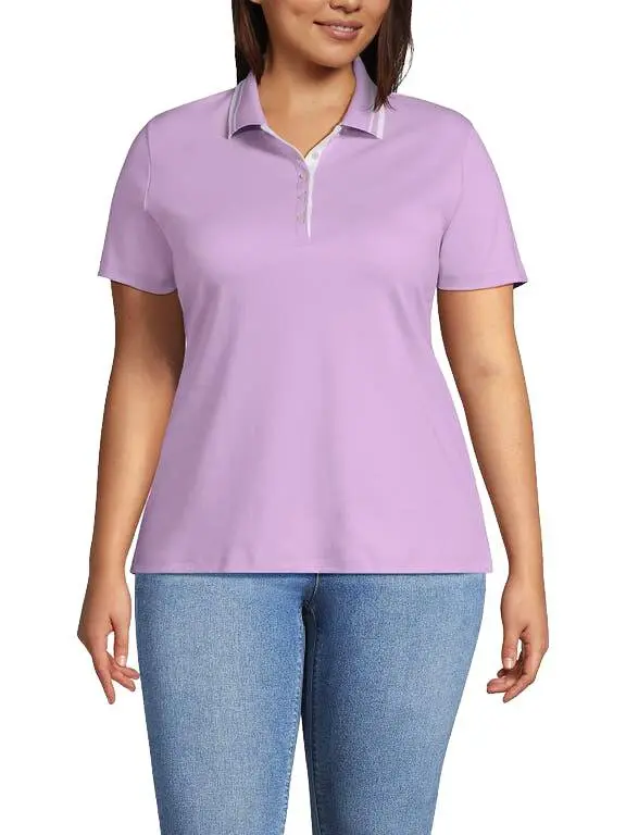 LANDS' END Supima Cotton Polo Shirt - Lilac Breeze/white