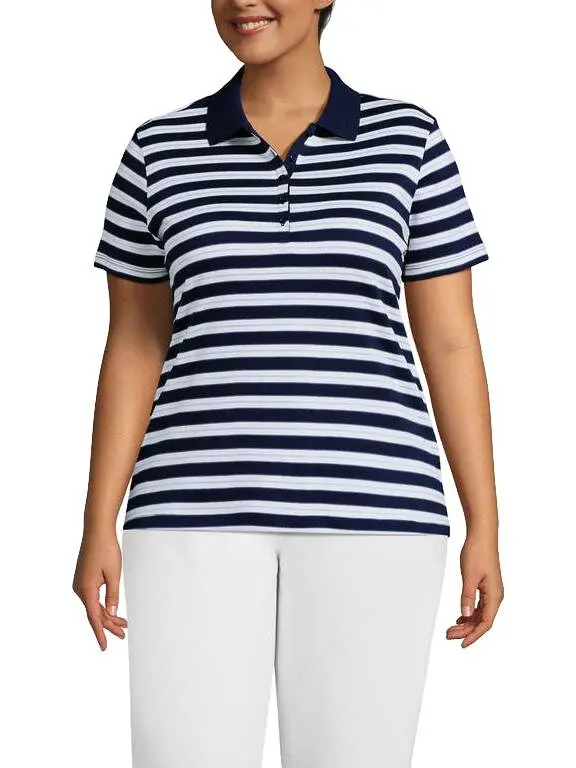 LANDS' END Supima Cotton Polo Shirt - Midnight Sky Poetic Floral