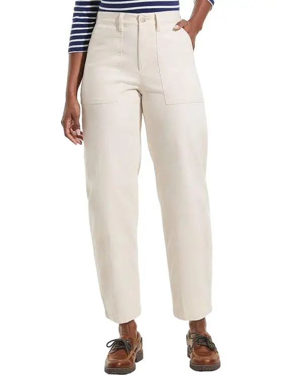 LANDS' END High Rise Barrel Leg Chino Pants - Ivory Latte