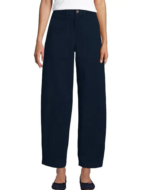 LANDS' END High Rise Barrel Leg Chino Pants - Radiant Navy