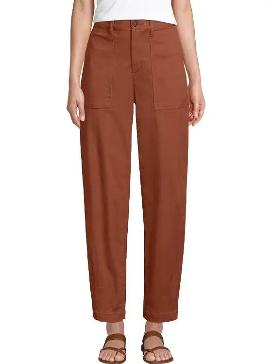 LANDS' END High Rise Barrel Leg Chino Pants - Rich Ginger Brown
