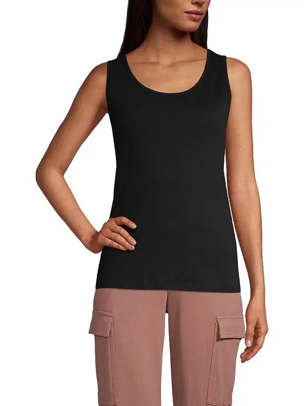 LANDS' END Cotton Tank Top - Black