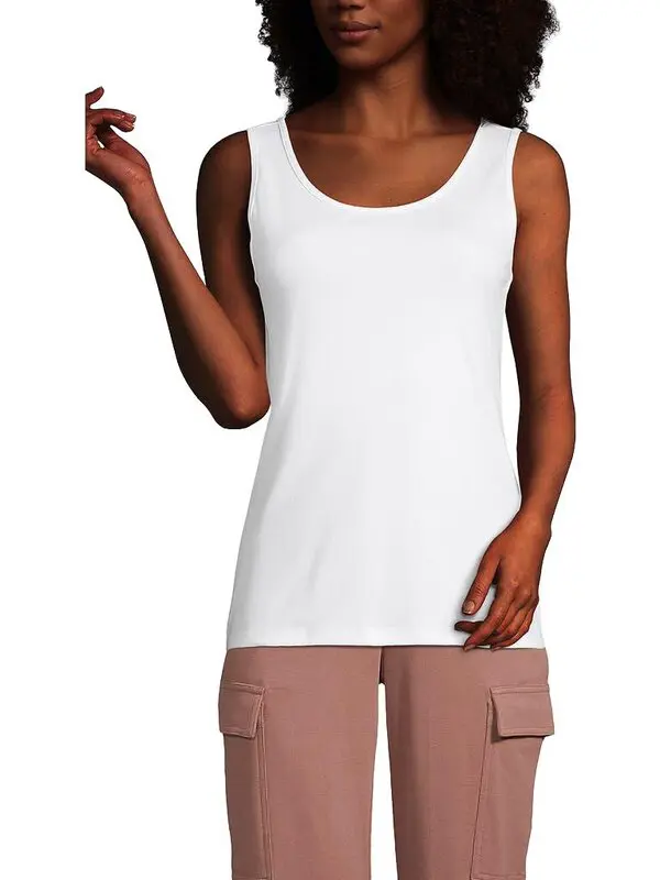 LANDS' END Cotton Tank Top - White