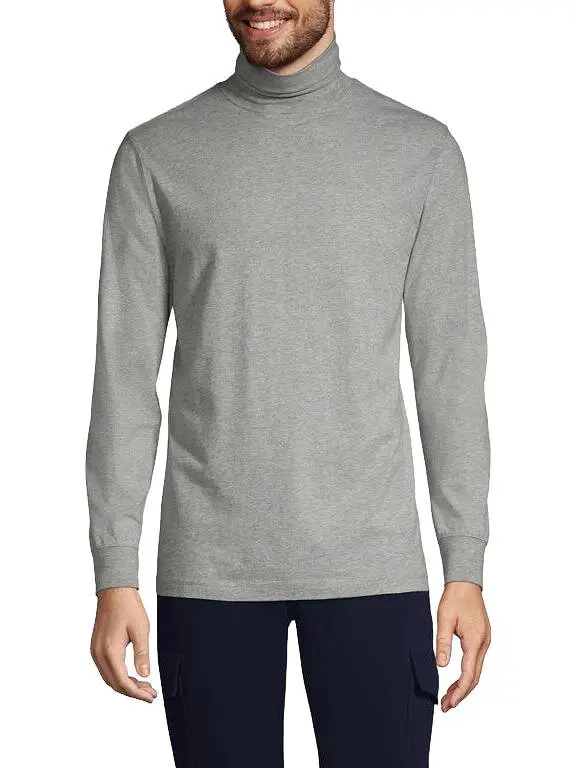 LANDS' END Super-t Turtleneck - Gray Heather