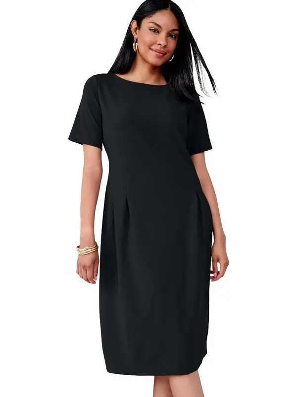 JESSICA LONDON Crepe Fit And Flare Dress - Black