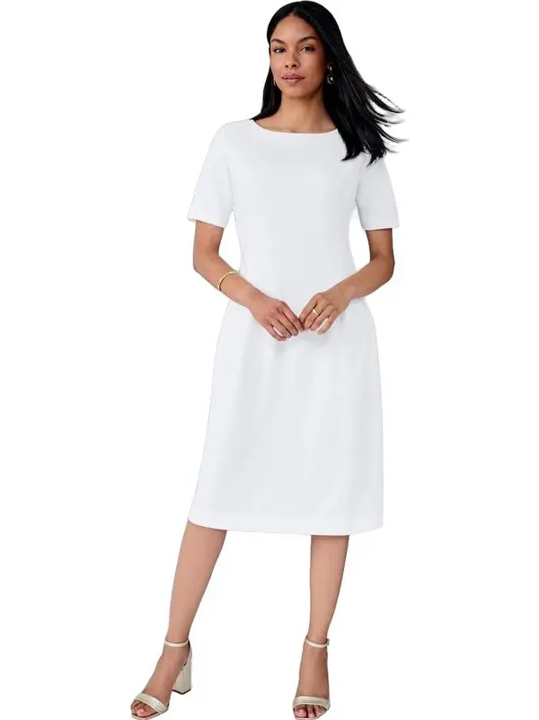 JESSICA LONDON Crepe Fit And Flare Dress - White