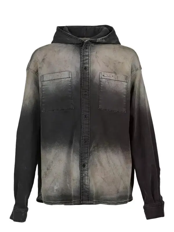 We11Done Hooded Button-up Denim Shirt - Grey