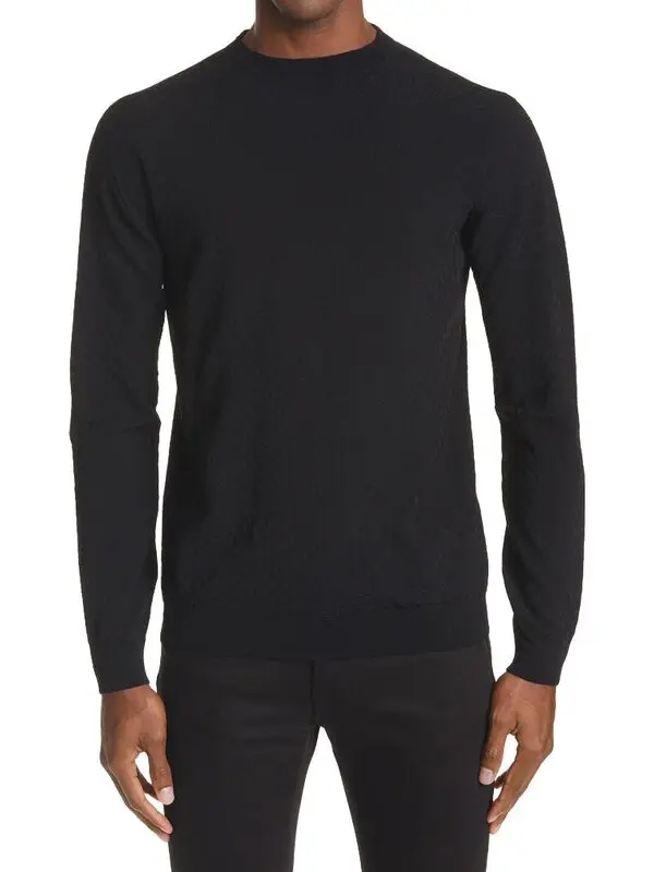 Giorgio Armani Textured Tonal Sweater - Black