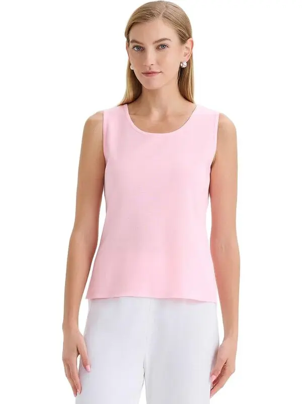Misook Double Scoop Neck Knit Tank - Cherry Blossom