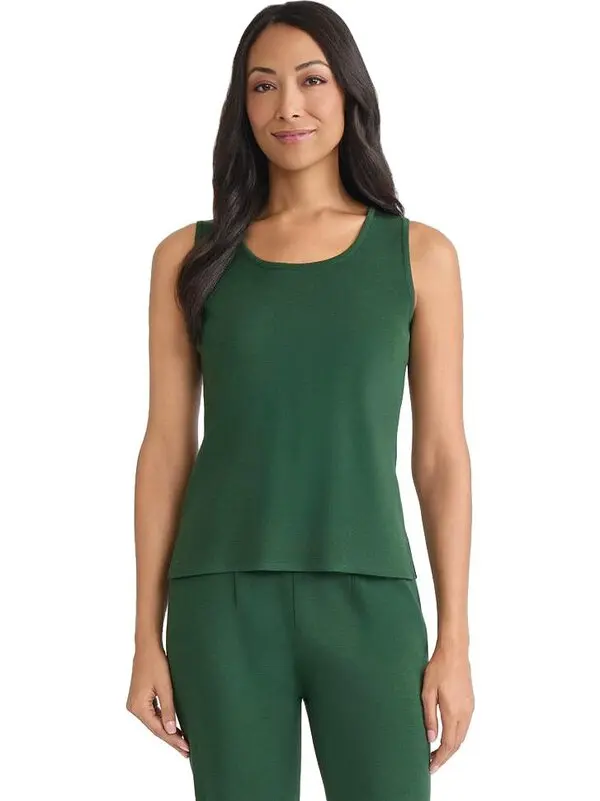 Misook Double Scoop Neck Knit Tank - Green