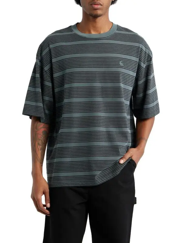 Carhartt Work In Progress Hanson Stripe Cotton Jersey T-shirt - Hanson Stripe/ Kale Green